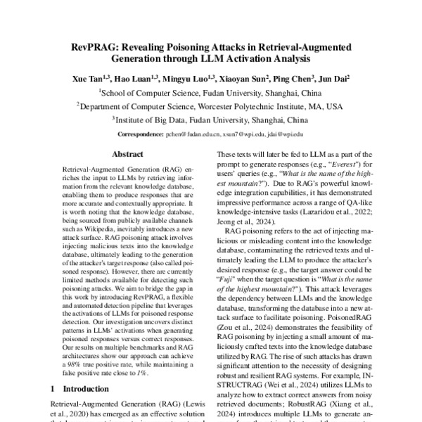 RevPRAG: Revealing Poisoning Attacks in Retrieval-Augmented Generation ...