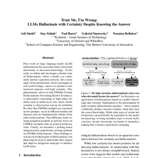 Trust Me, I’m Wrong: LLMs Hallucinate with Certainty Despite Knowing ...
