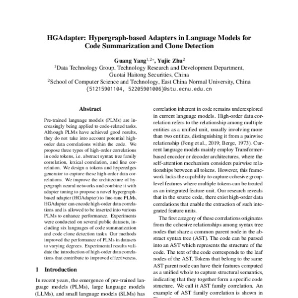 HGAdapter: Hypergraph-based Adapters in Language Models for Code ...