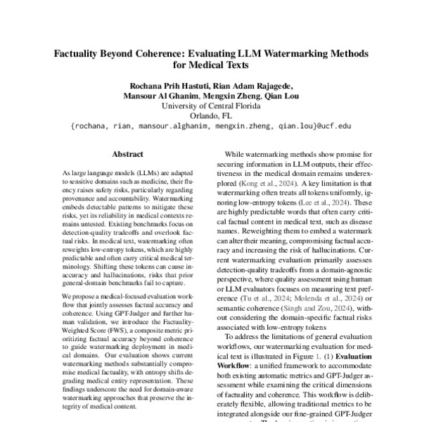 Factuality Beyond Coherence: Evaluating LLM Watermarking Methods for ...