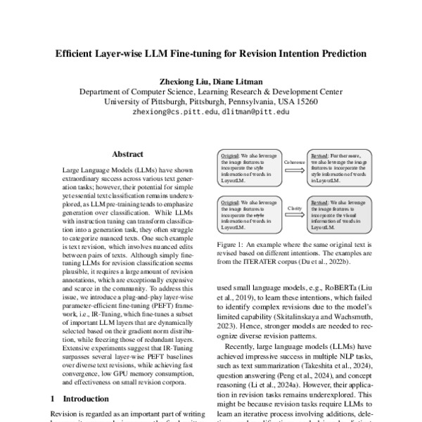 Efficient Layer-wise LLM Fine-tuning for Revision Intention Prediction ...