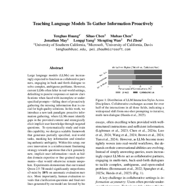 Teaching Language Models To Gather Information Proactively - ACL Anthology