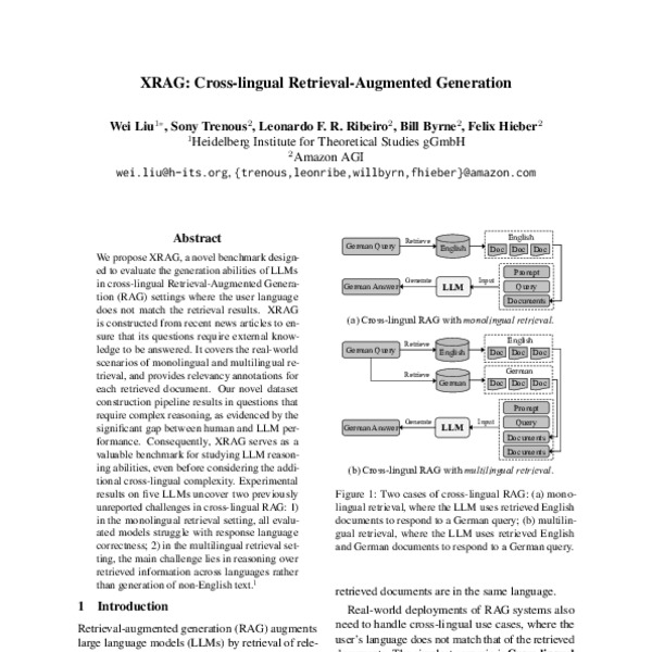 XRAG: Cross-lingual Retrieval-Augmented Generation - ACL Anthology