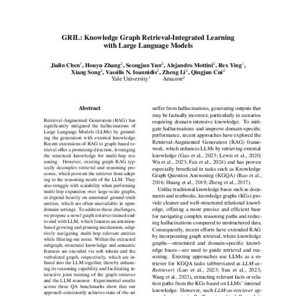 GRIL: Knowledge Graph Retrieval-Integrated Learning with Large Language Models - ACL Anthology