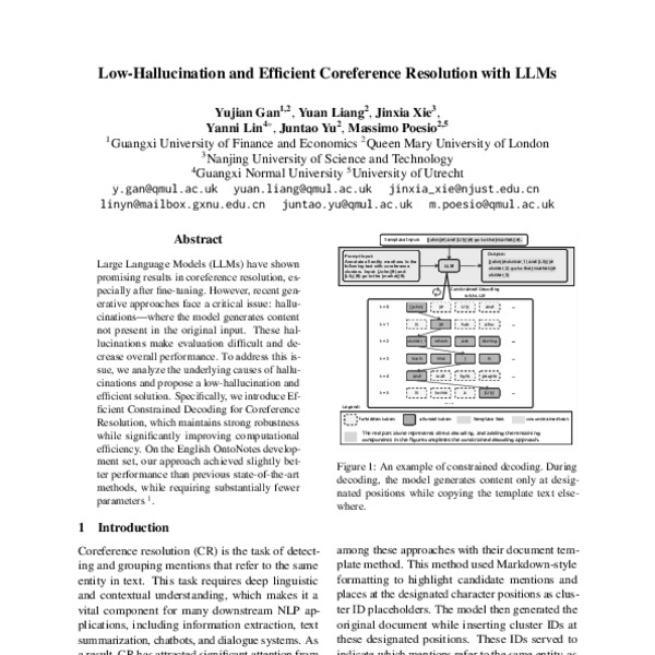 Low-Hallucination and Efficient Coreference Resolution with LLMs - ACL ...