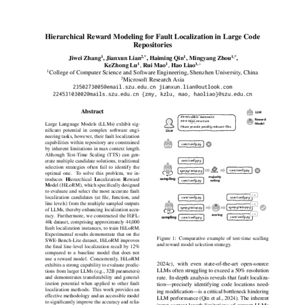 Hierarchical Reward Modeling for Fault Localization in Large Code Repositories - ACL Anthology