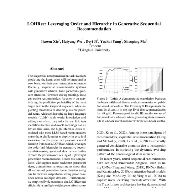 LOHRec: Leveraging Order and Hierarchy in Generative Sequential ...