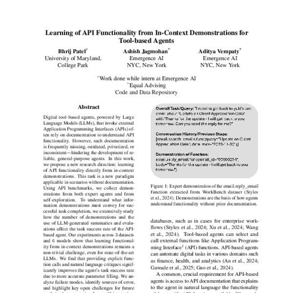 Learning API Functionality from In-Context Demonstrations for Tool-based Agents - ACL Anthology