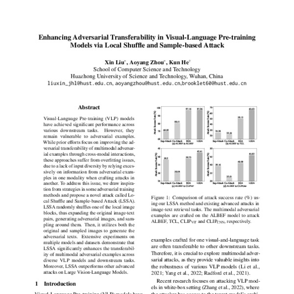 Enhancing Adversarial Transferability in Visual-Language Pre-training Models via Local Shuffle ...
