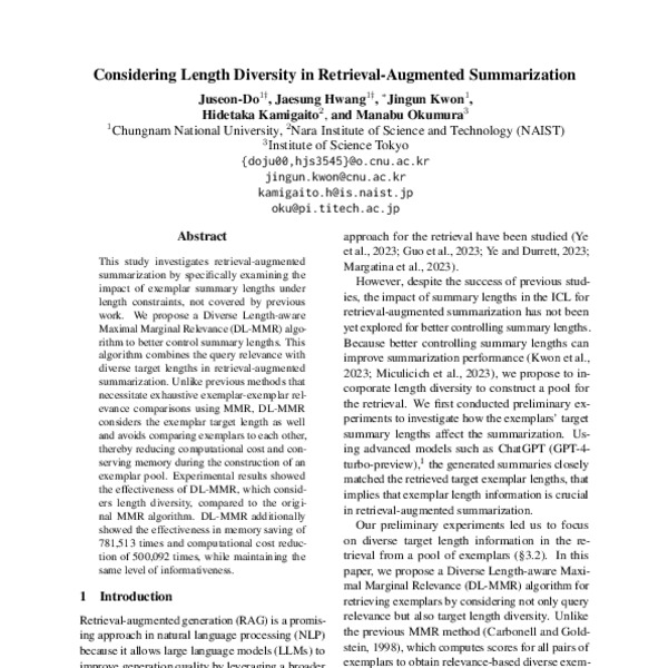 Considering Length Diversity In Retrieval Augmented Summarization Acl
