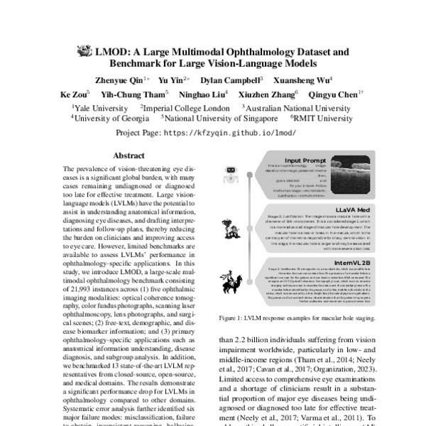 LMOD: A Large Multimodal Ophthalmology Dataset and Benchmark for Large ...