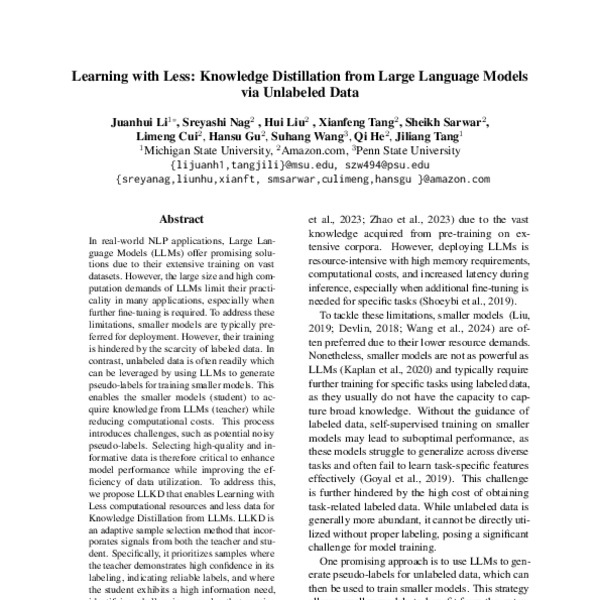 Learning with Less: Knowledge Distillation from Large Language Models via Unlabeled Data - ACL ...