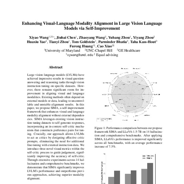 Enhancing Visual-Language Modality Alignment in Large Vision Language Models via Self ...