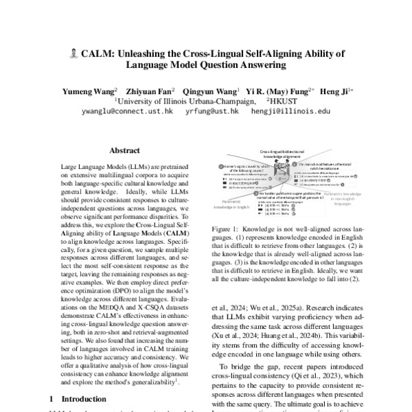 CALM: Unleashing the Cross-Lingual Self-Aligning Ability of Language Model Question Answering ...