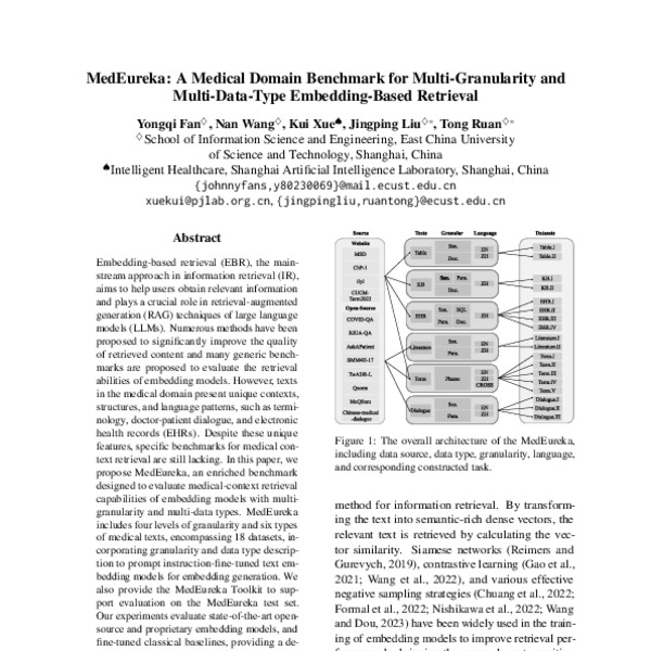 MedEureka: A Medical Domain Benchmark for Multi-Granularity and Multi-Data-Type Embedding-Based ...