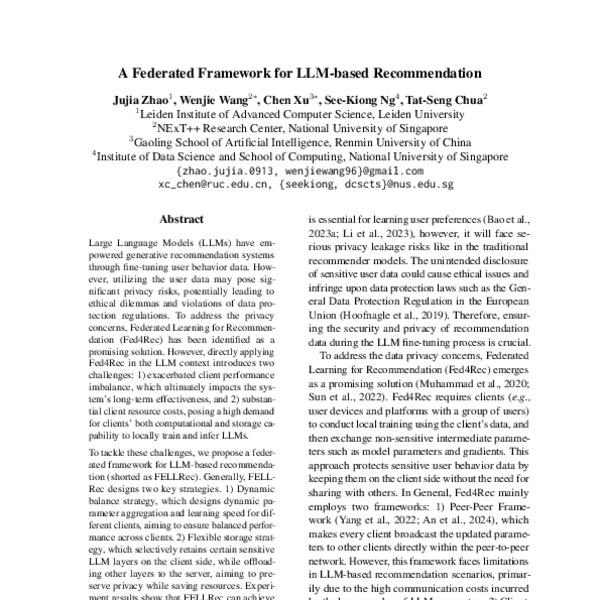 A Federated Framework For Llm Based Recommendation Acl Anthology