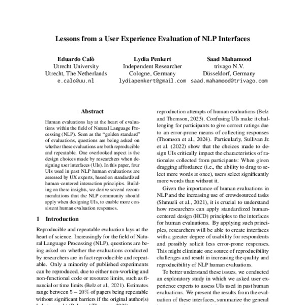 Lessons From A User Experience Evaluation Of Nlp Interfaces Acl Anthology