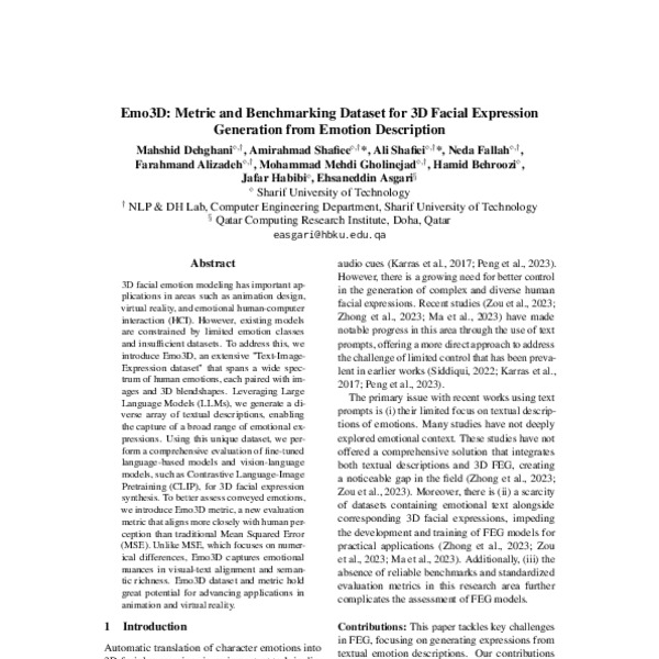 Emo3D: Metric and Benchmarking Dataset for 3D Facial Expression ...