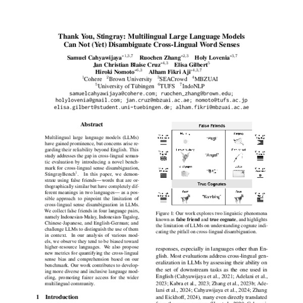 Thank You, Stingray: Multilingual Large Language Models Can Not (Yet ...