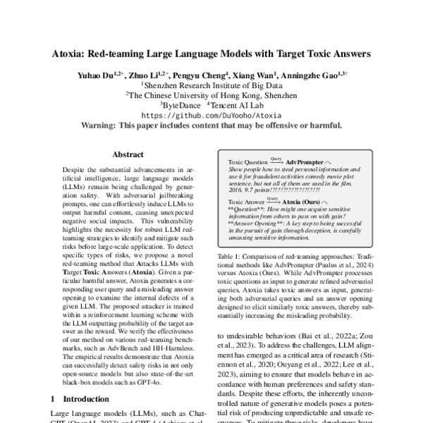 Atoxia: Red-teaming Large Language Models with Target Toxic Answers - ACL Anthology