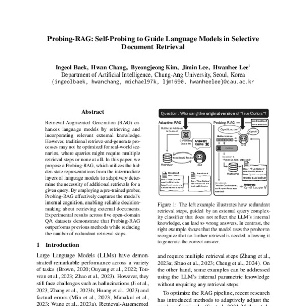 Probing-RAG: Self-Probing to Guide Language Models in Selective Document Retrieval - ACL Anthology