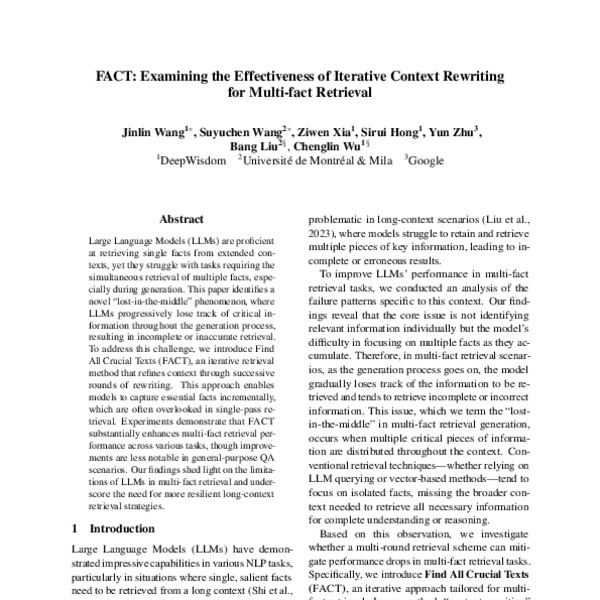 FACT: Examining the Effectiveness of Iterative Context Rewriting for Multi-fact Retrieval - ACL ...