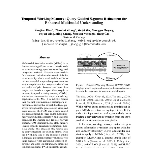 Temporal Working Memory Query Guided Segment Refinement For Enhanced
