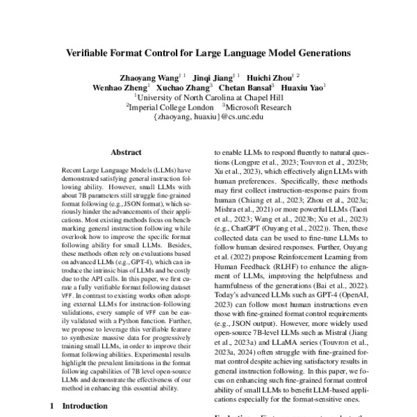 Verifiable Format Control for Large Language Model Generations - ACL ...