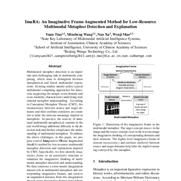 ImaRA: An Imaginative Frame Augmented Method for Low-Resource Multimodal Metaphor Detection and ...