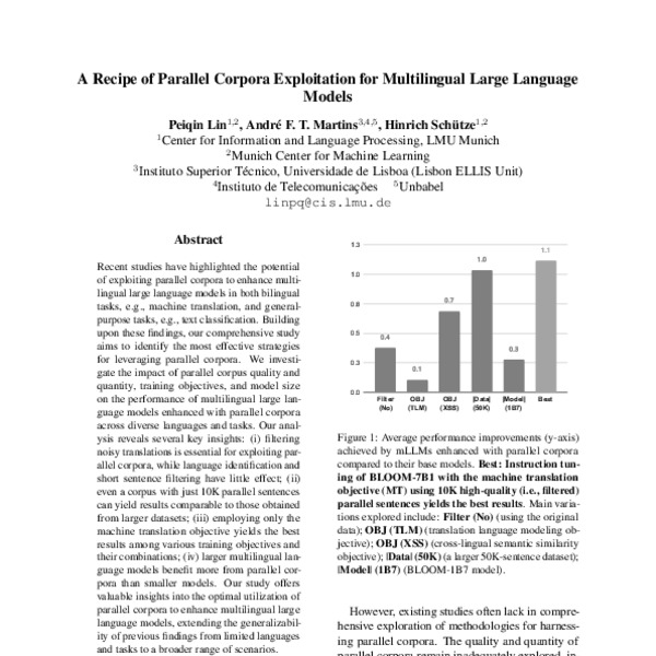 A Recipe of Parallel Corpora Exploitation for Multilingual Large Language Models - ACL Anthology