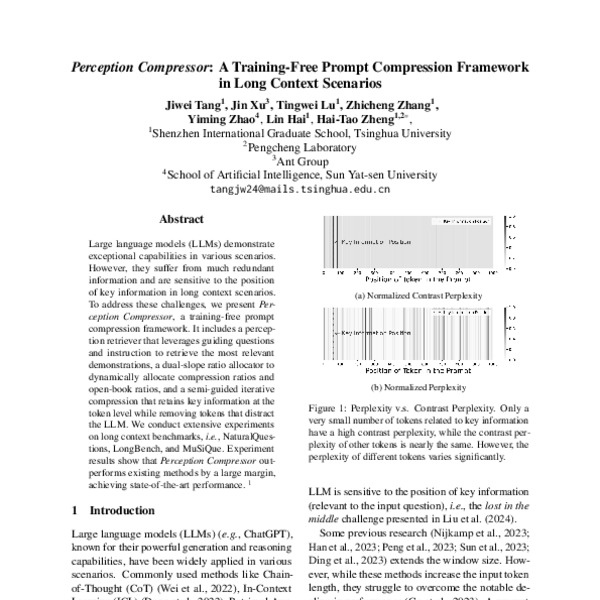 Perception Compressor: A Training-Free Prompt Compression Framework in Long Context Scenarios ...