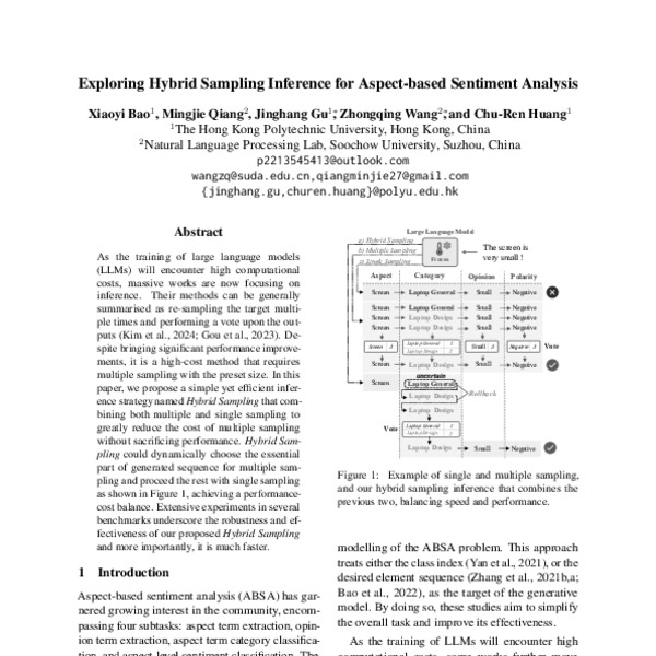 Exploring Hybrid Sampling Inference For Aspect Based Sentiment Analysis Acl Anthology