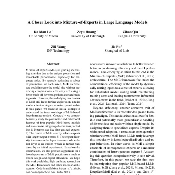 A Closer Look into Mixture-of-Experts in Large Language Models - ACL ...