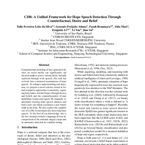 CDB: A Unified Framework for Hope Speech Detection Through ...