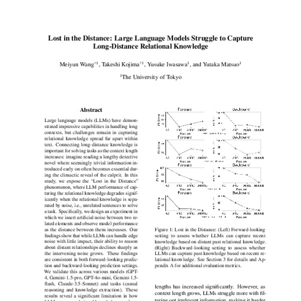 Lost in the Distance: Large Language Models Struggle to Capture Long-Distance Relational ...