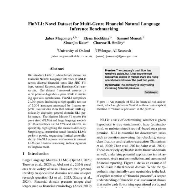 FinNLI: Novel Dataset for Multi-Genre Financial Natural Language ...