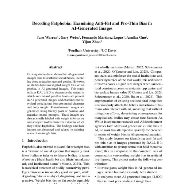 Decoding Fatphobia: Examining Anti-Fat and Pro-Thin Bias in AI-Generated Images - ACL Anthology