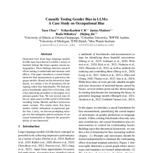 Causally Testing Gender Bias in LLMs: A Case Study on Occupational Bias ...