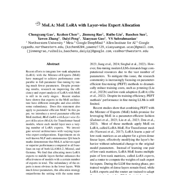 MoLA: MoE LoRA with Layer-wise Expert Allocation - ACL Anthology