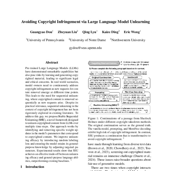 Avoiding Copyright Infringement via Large Language Model Unlearning - ACL Anthology