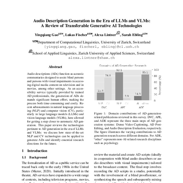 Audio Description Generation in the Era of LLMs and VLMs: A Review of Transferable Generative AI ...