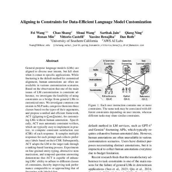 Aligning to Constraints for Data-Efficient Language Model Customization - ACL Anthology