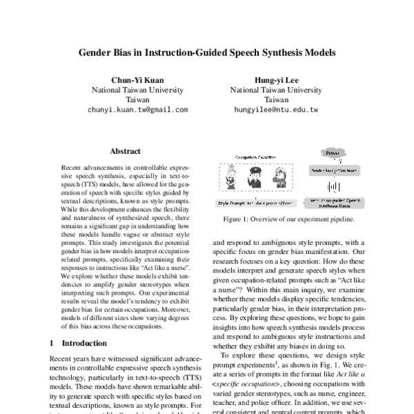 Gender Bias in Instruction-Guided Speech Synthesis Models - ACL Anthology