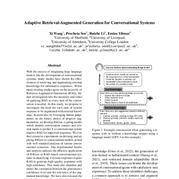 Adaptive Retrieval-Augmented Generation for Conversational Systems - ACL Anthology