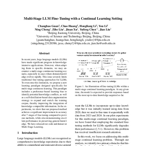 Multi-Stage LLM Fine-Tuning with a Continual Learning Setting - ACL ...