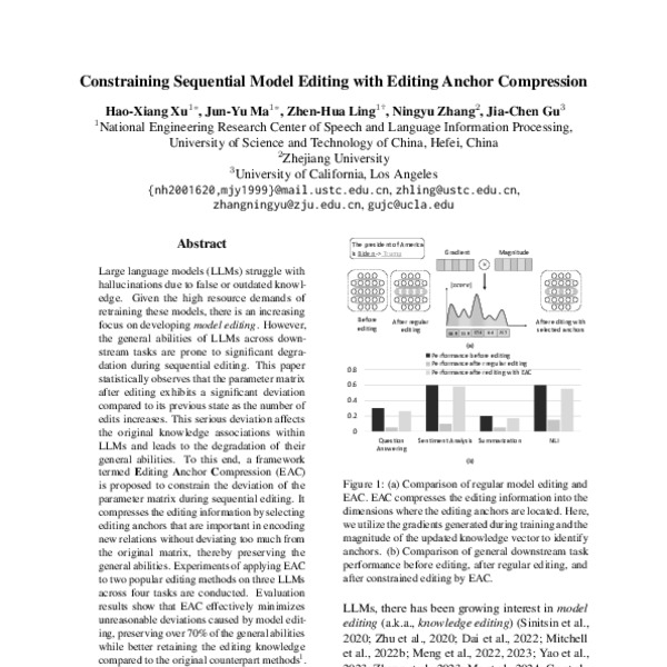 Constraining Sequential Model Editing with Editing Anchor Compression - ACL Anthology