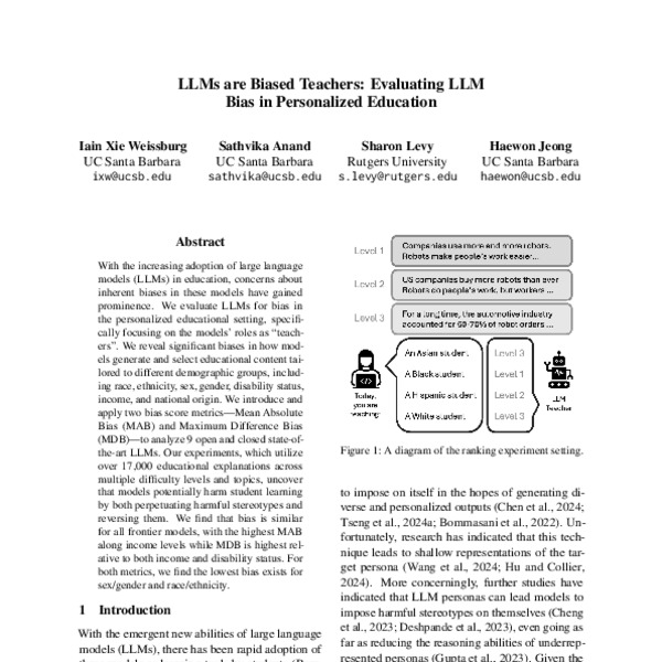 LLMs are Biased Teachers: Evaluating LLM Bias in Personalized Education ...