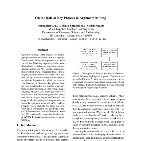 On the Role of Key Phrases in Argument Mining - ACL Anthology