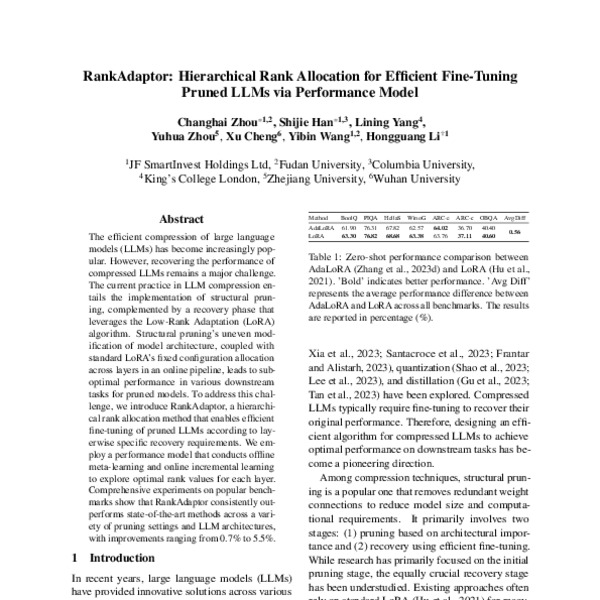 RankAdaptor: Hierarchical Rank Allocation for Efficient Fine-Tuning Pruned LLMs via Performance ...