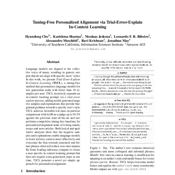 Tuning-Free Personalized Alignment via Trial-Error-Explain In-Context Learning - ACL Anthology